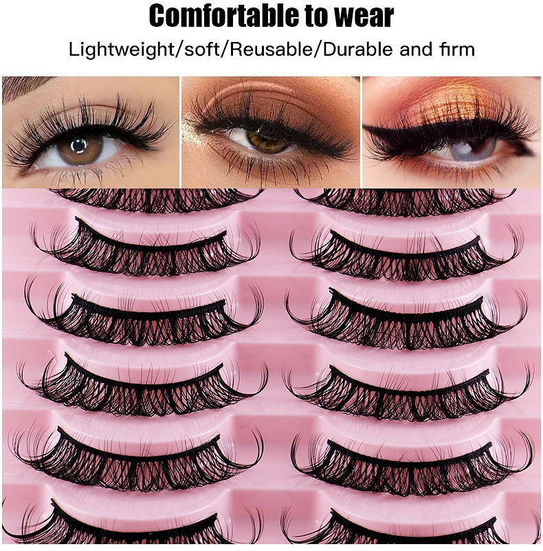 Wholesale 10 Pairs Pack Russian Strip Lashes Faux Mink Volume D Curl ...