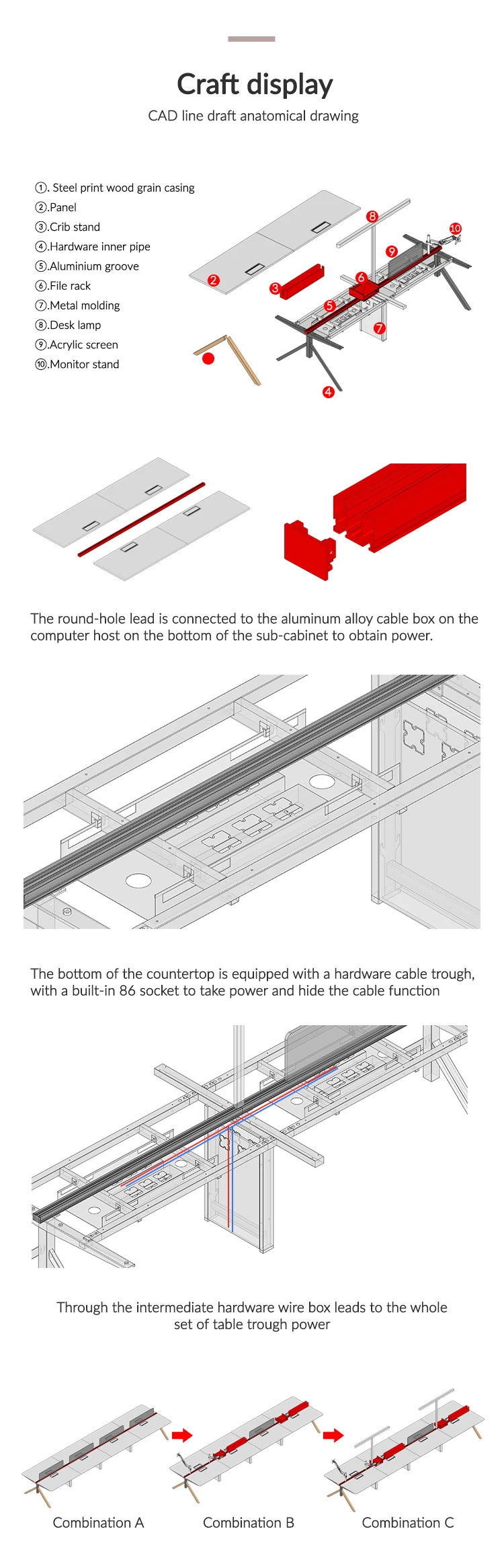 Modern 6 Seater Modular Office Desk for Durable Workstation