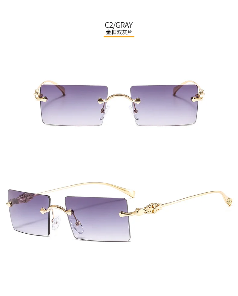 Mejores T805 Small Rectangle Rimless Sunglasses Uv400 Metal Vintage ...