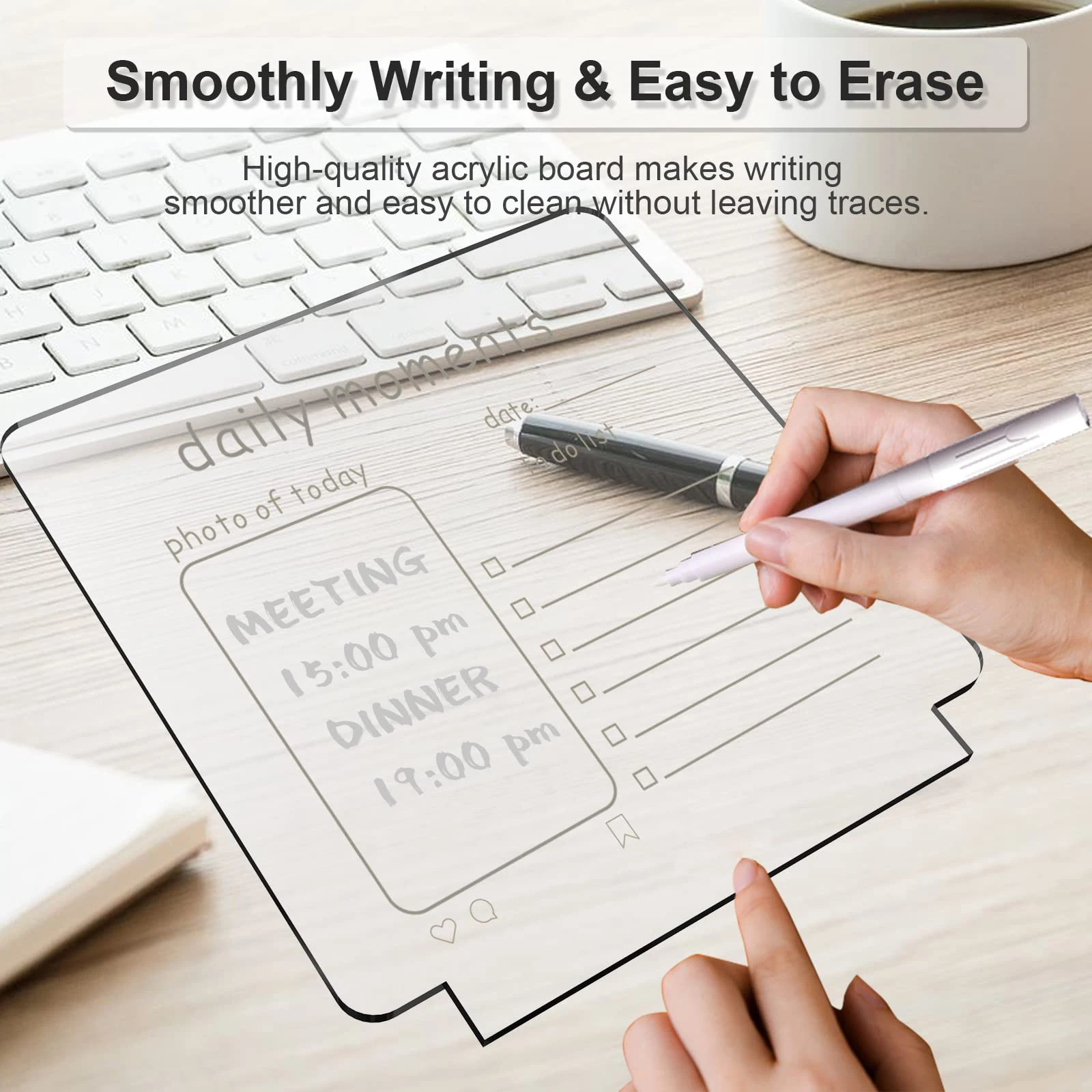 Custom Clear Acrylic Desktop LED Light-up Note Memo Board