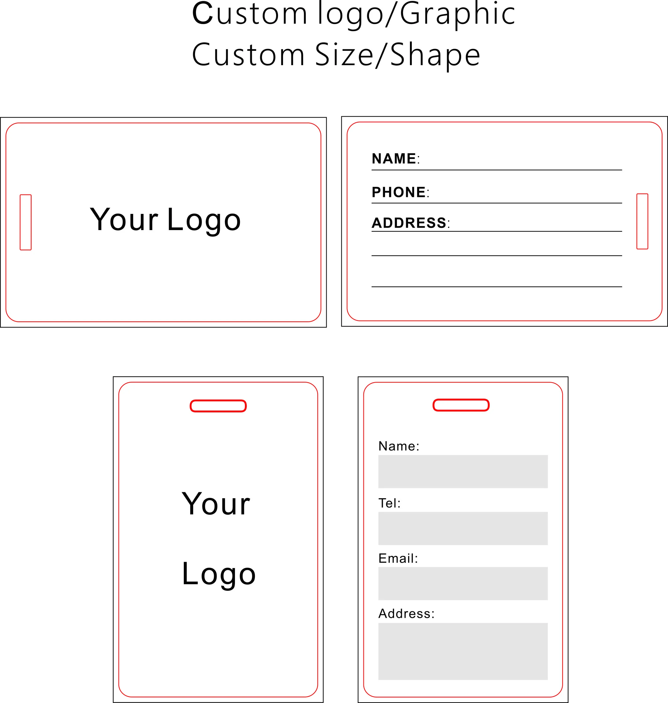 Plastic Luggage Tags - Standard Size Baggage Tag Printing