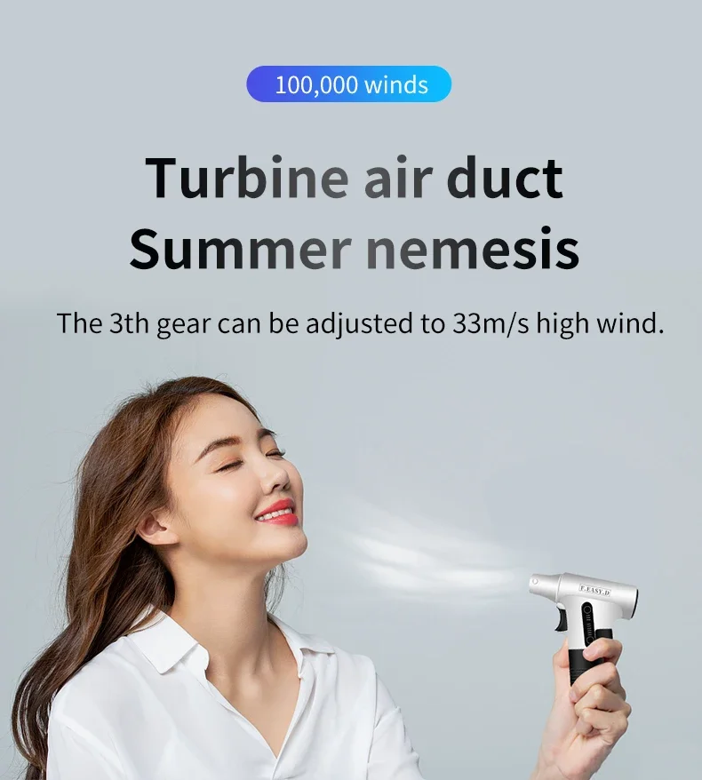 120000rpm Mini Compressed Air Duster Portable Hand Held Fan Electric ...