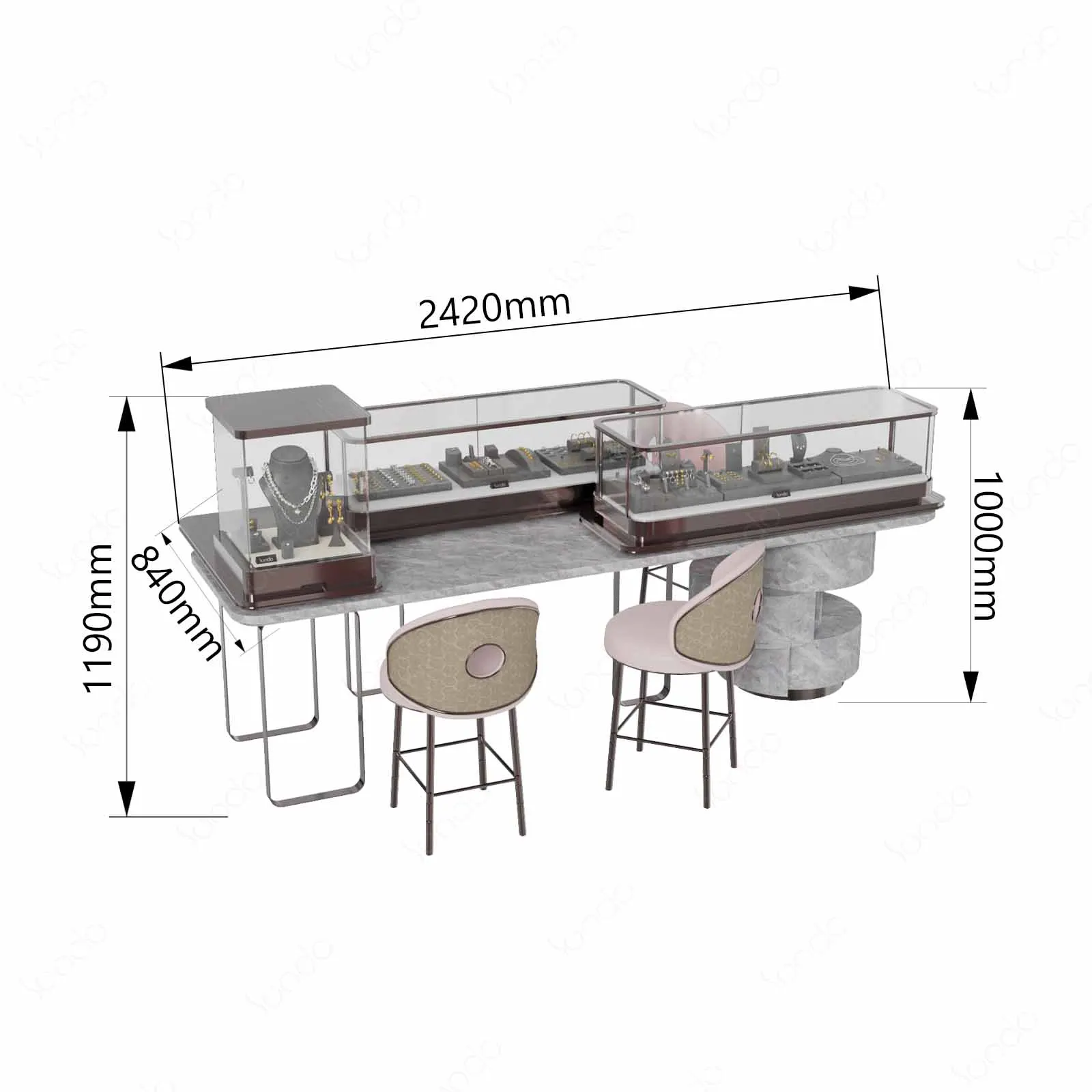 Jewellery Retail Display Cabinet Shelves Bust Necklace Display Table ...