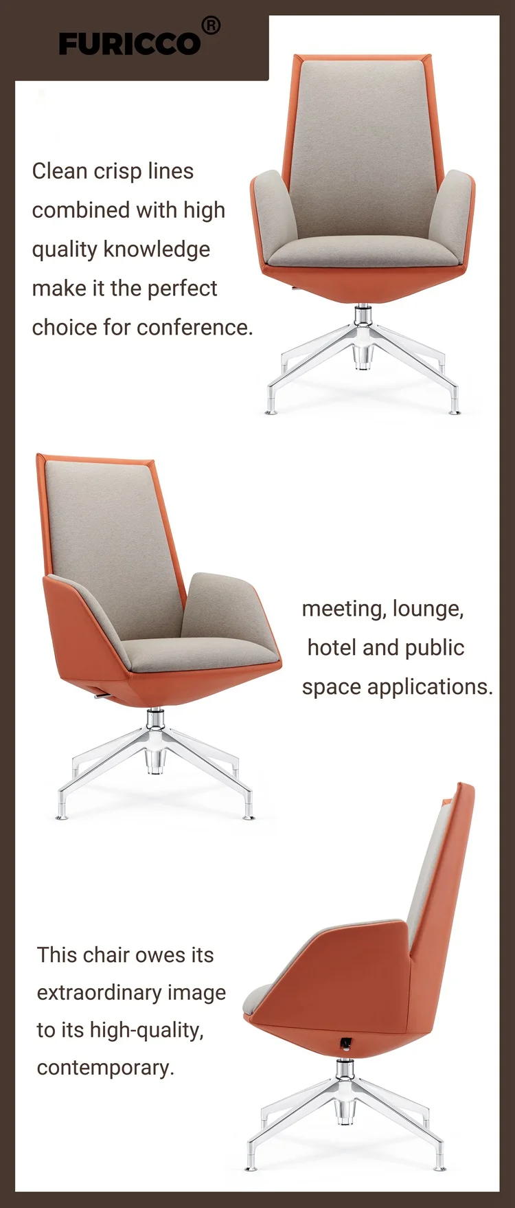 FURICCO Regulator Hide Reception Chair - Modern & Durable