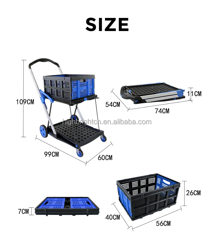 New Style Outdoor Supermarket Folding Plastic Material Shopping Trolley ...
