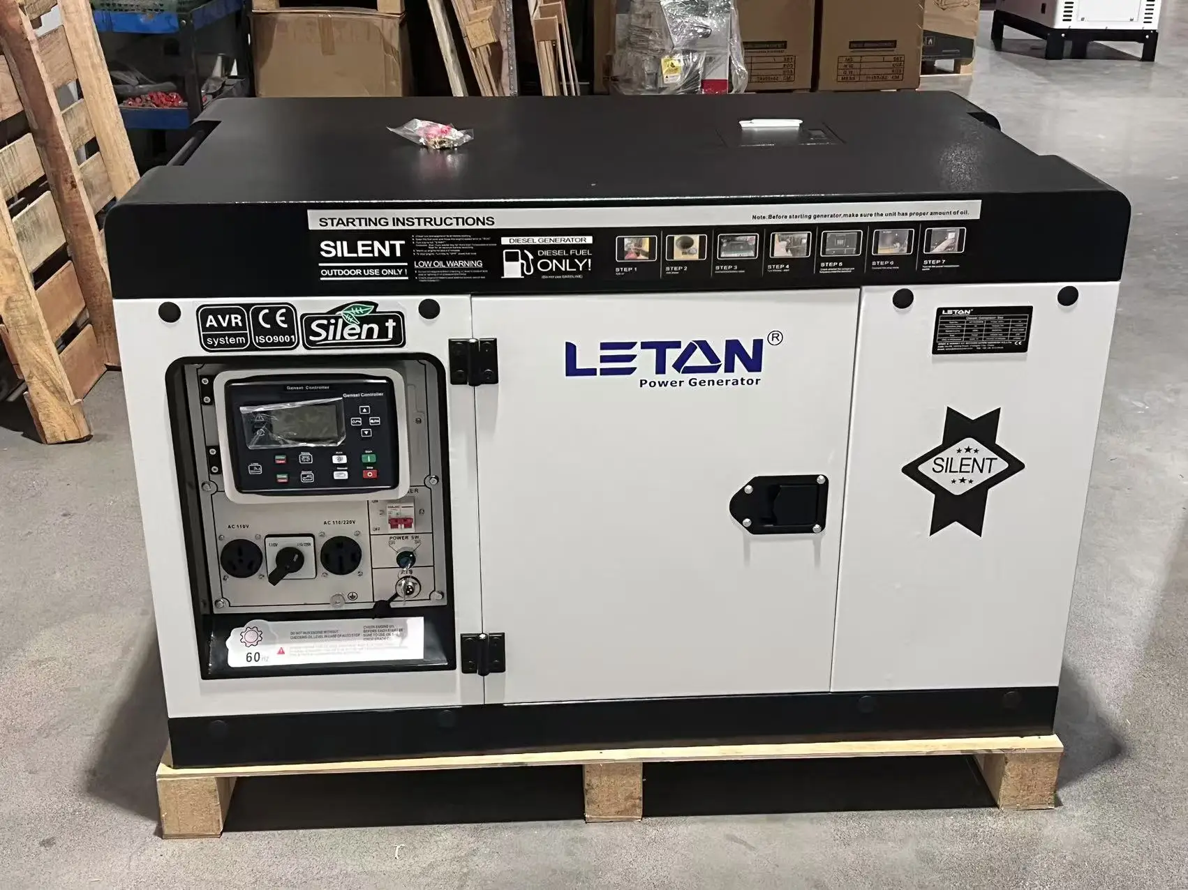 LETON POWER Super Silent Diesel Generators 5KVA Portable 1phase 3phase ...