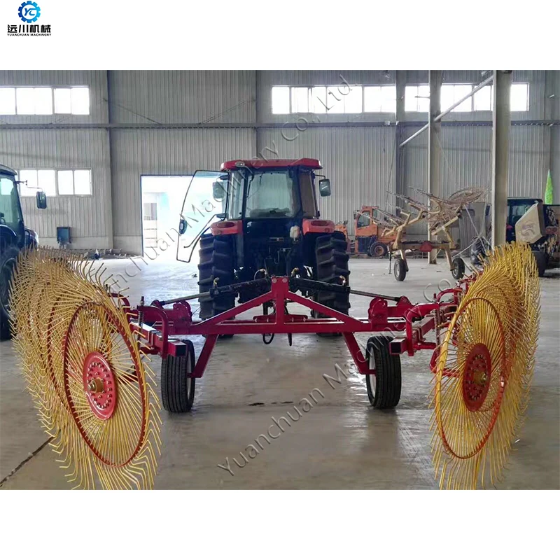 8 Wheeled Hydraulic Trailer Wheeled Hay Rake Finger Disc Grass Grabber ...