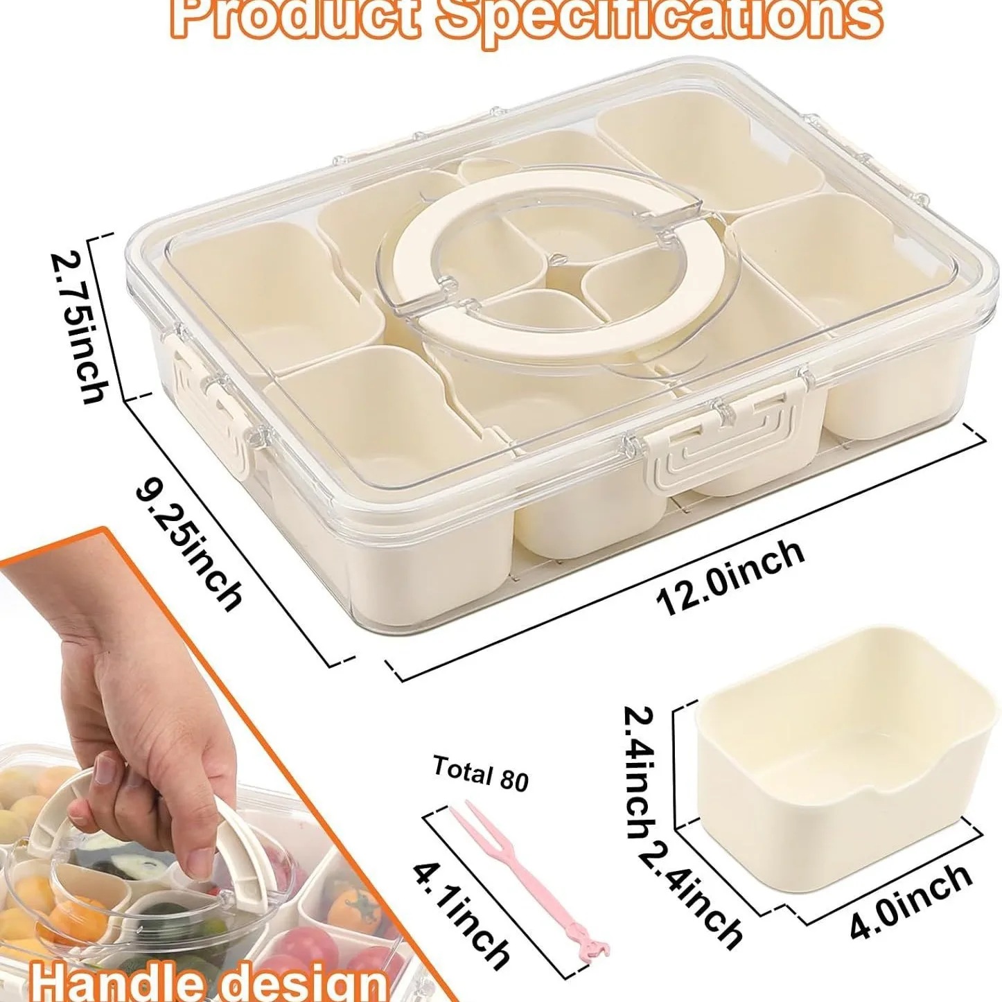 RTS Factory Divided Serving Tray With Lid and Handle Portable Snack ...