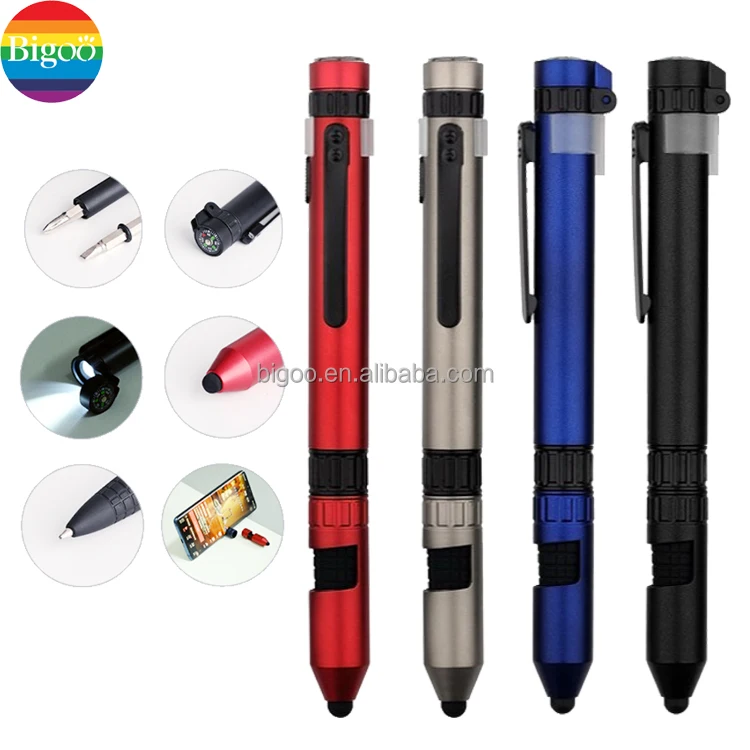 Outdoor Activities 6 in 1 Multi Function Tool Pen with Phone Holder ...