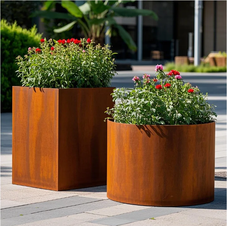 Outdoor Raised Garden Corten Steel Planters for Flower Shop