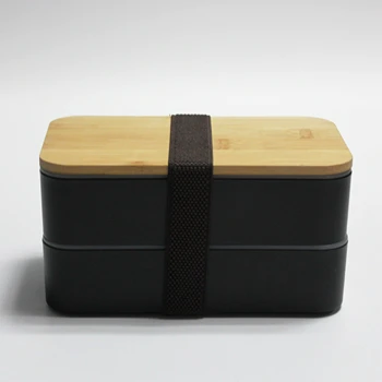 Anti Bacteria Bamboo Lid 2 Grids Pp Plastic Bento Box With Separator ...