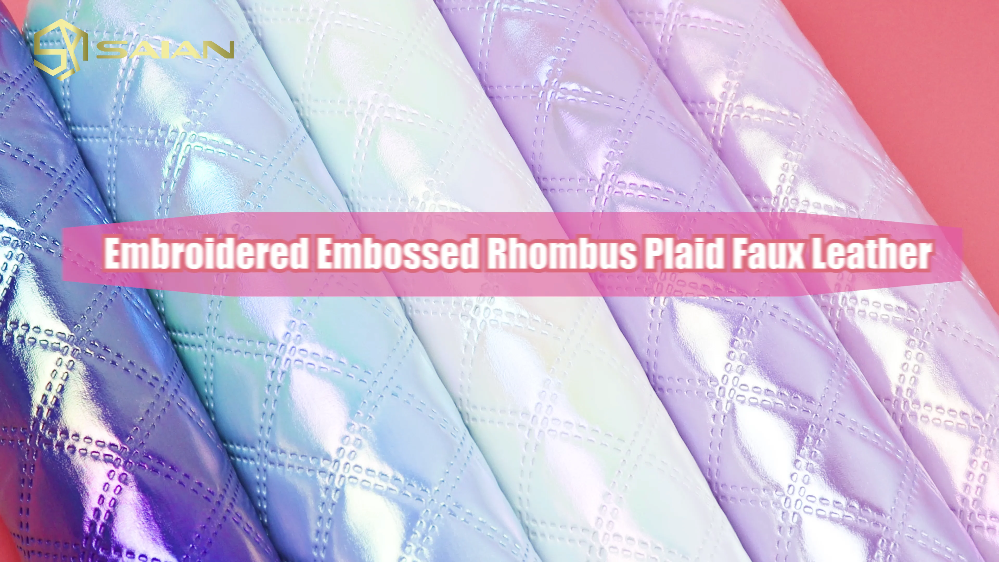 18x53inch Laser Embossed Embroidered Rhombus Plaid Texture Pu Faux ...