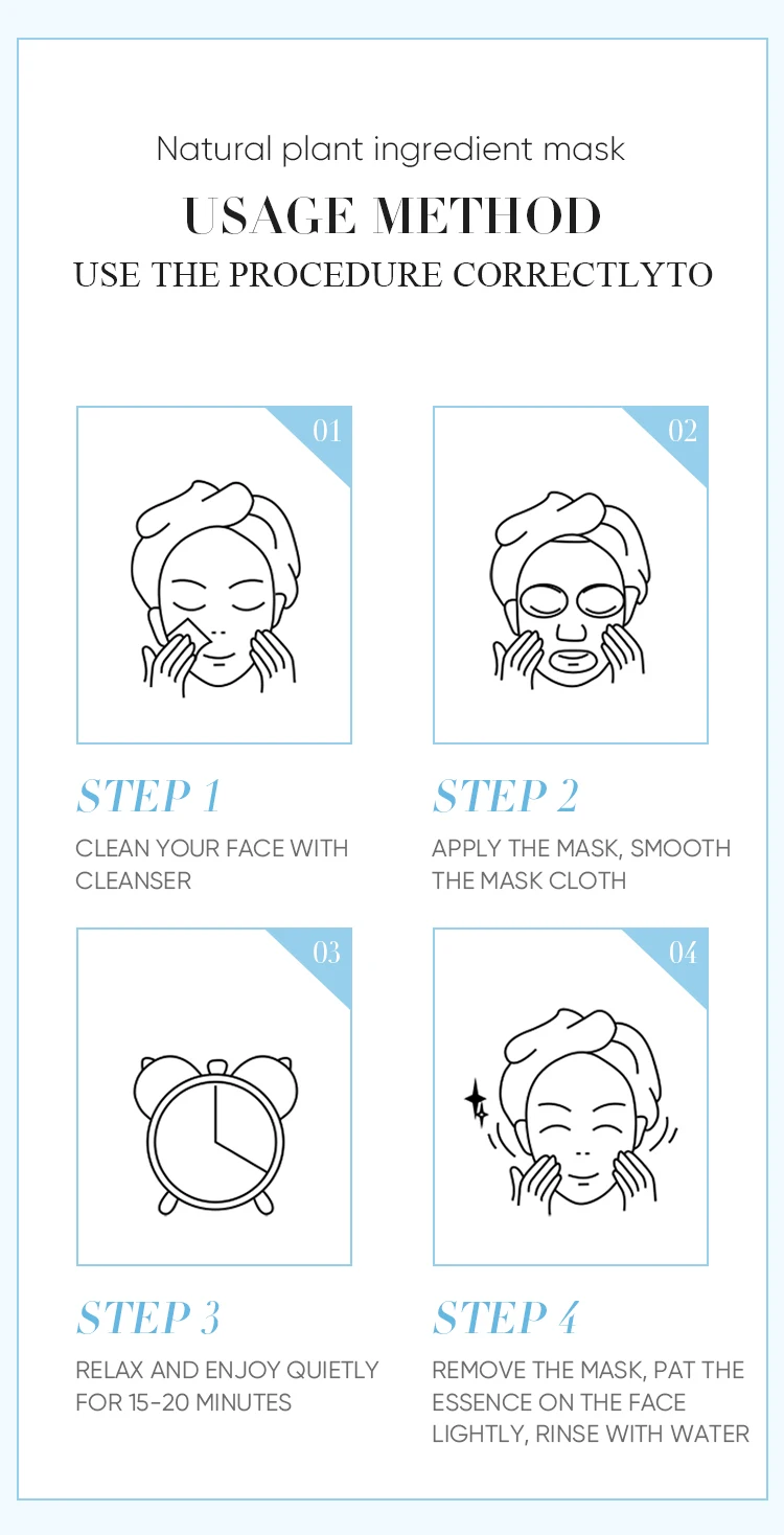 Custom Private Label Sheet Mask Natural Plant Beauty Face Skin Care ...