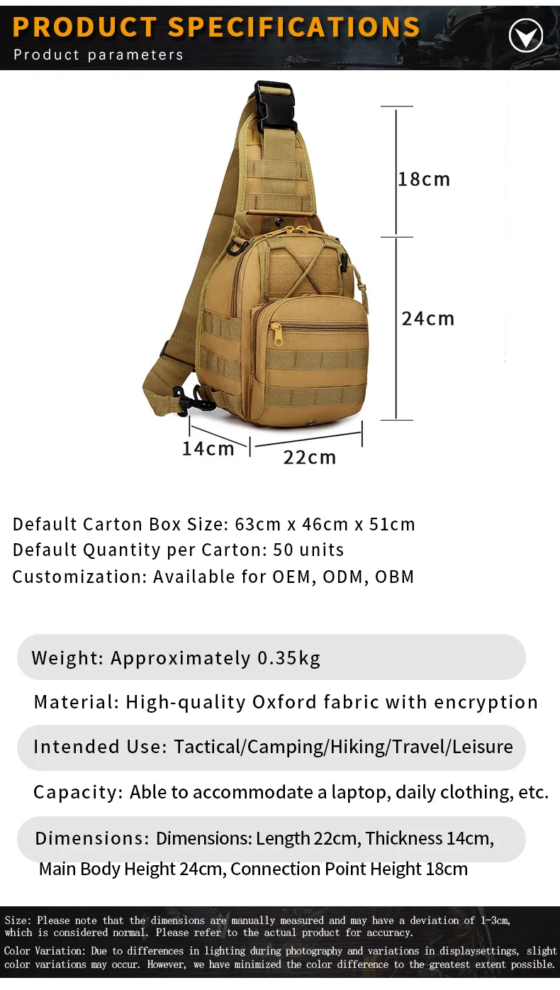 JSH Custom Waterproof Outdoor Chest Sling Bag Shoulder Tactical ...