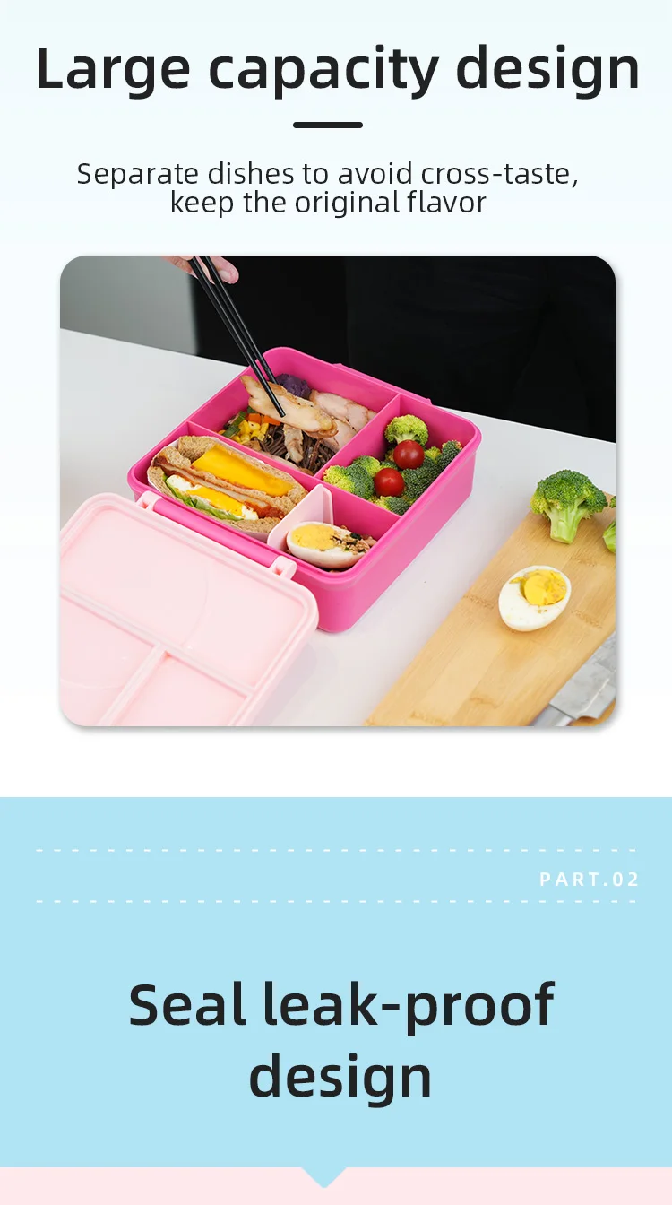 Kids Lunch Box 4 Compartment Bento Box with Stainless Steel Soup Cup No ...