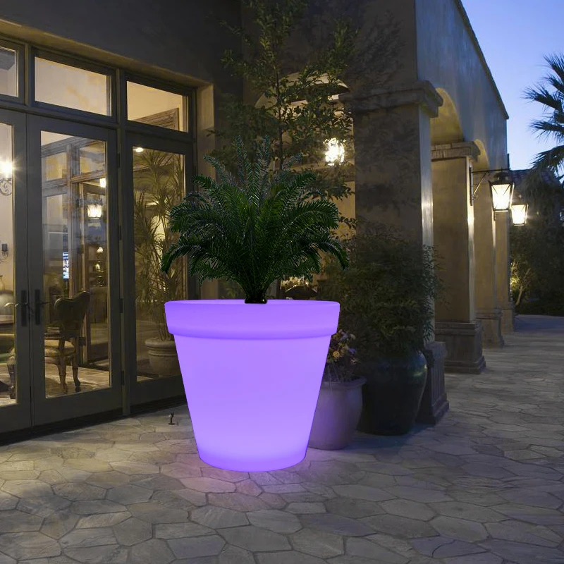 RGB Color Decorative Outdoor LED Lighted Round Garden Plastic Flower ...
