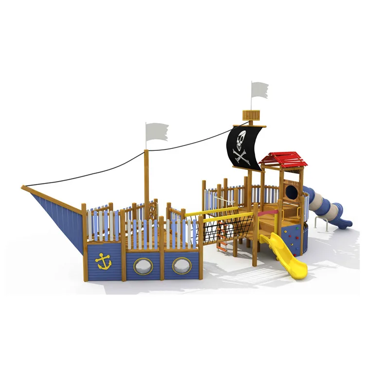 Pirate Ship Swing Set - Durable Wooden Playground Equipment
