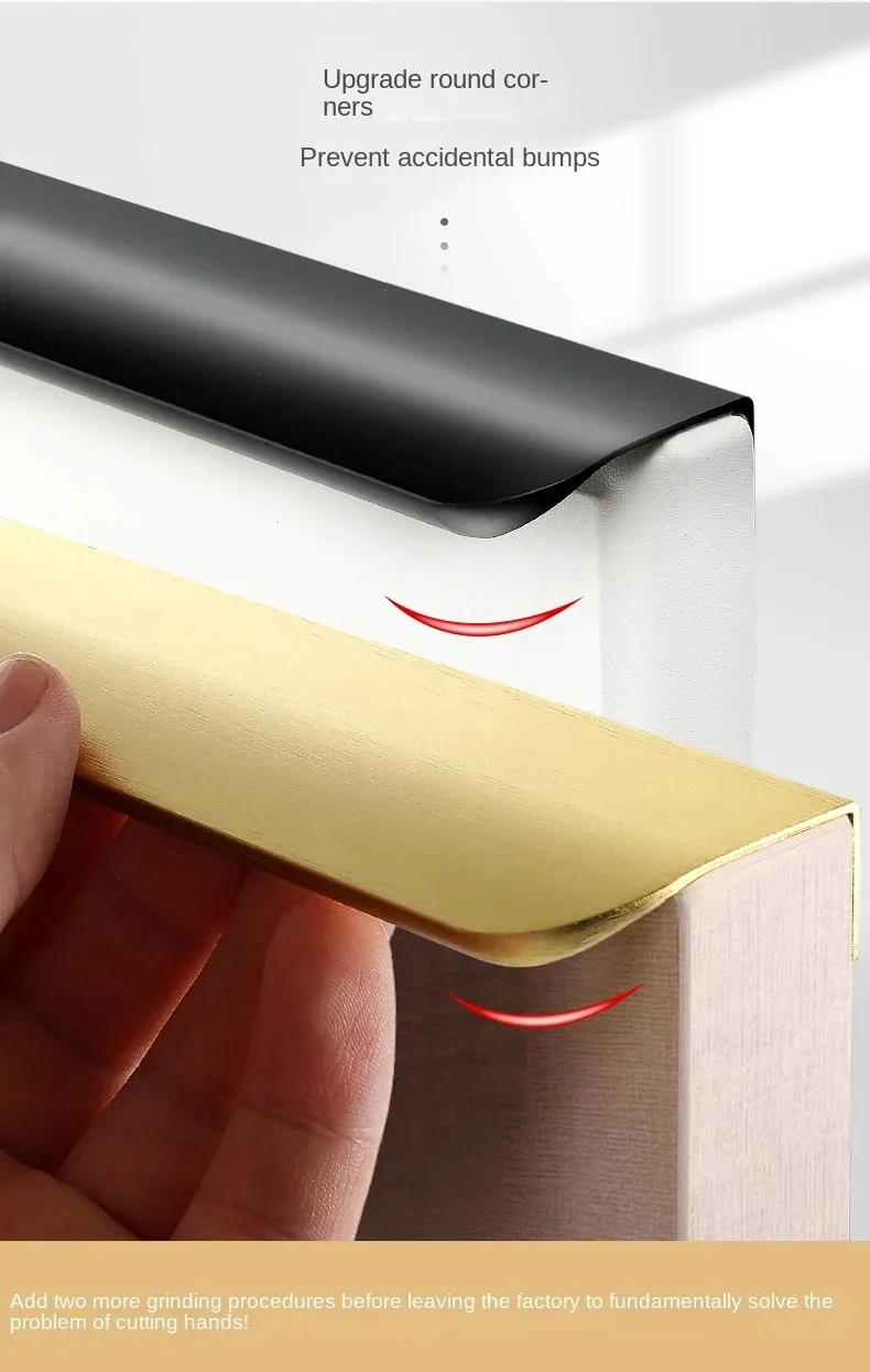 Aluminum Modern Style Lip Kitchen Cabinet Drawer Handles