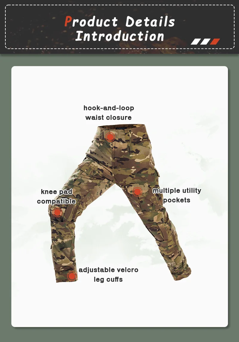 Multi-Pocket TC Ripstop Tactical Pants with Hook-Loop Adjustments ...