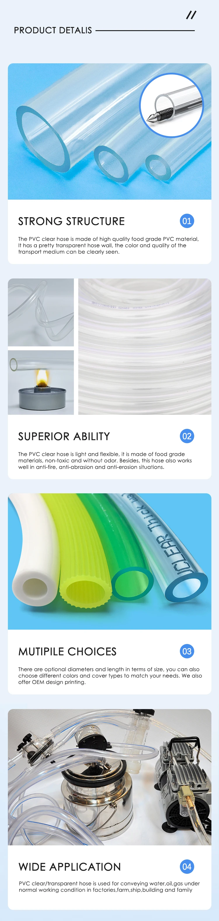 Polyvinyl Chloride (PVC) Flexible Clear Medical Grade Tubing