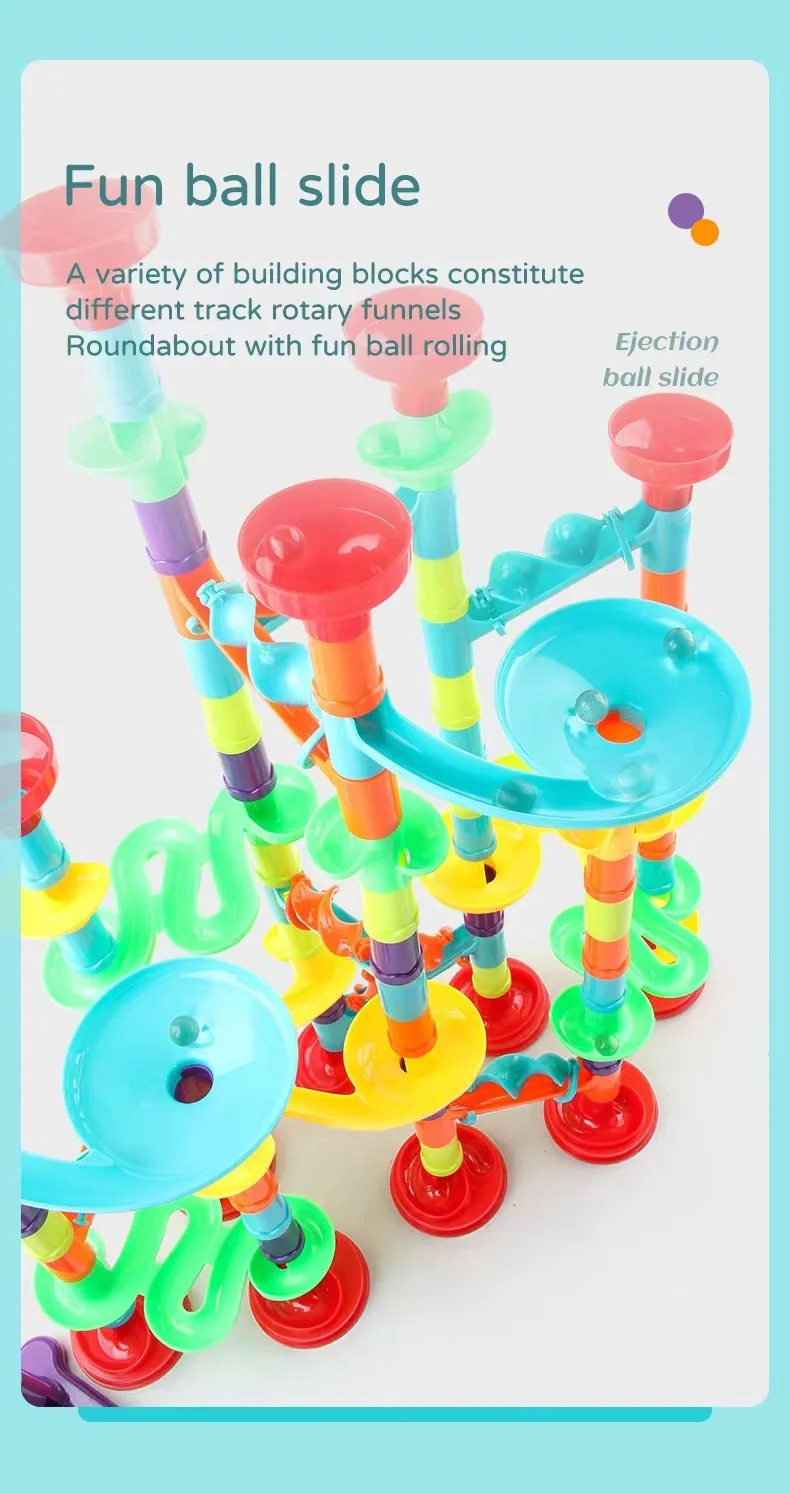 Diy Construction Marble Race Run Track Building Blocks Kids Maze Ball ...