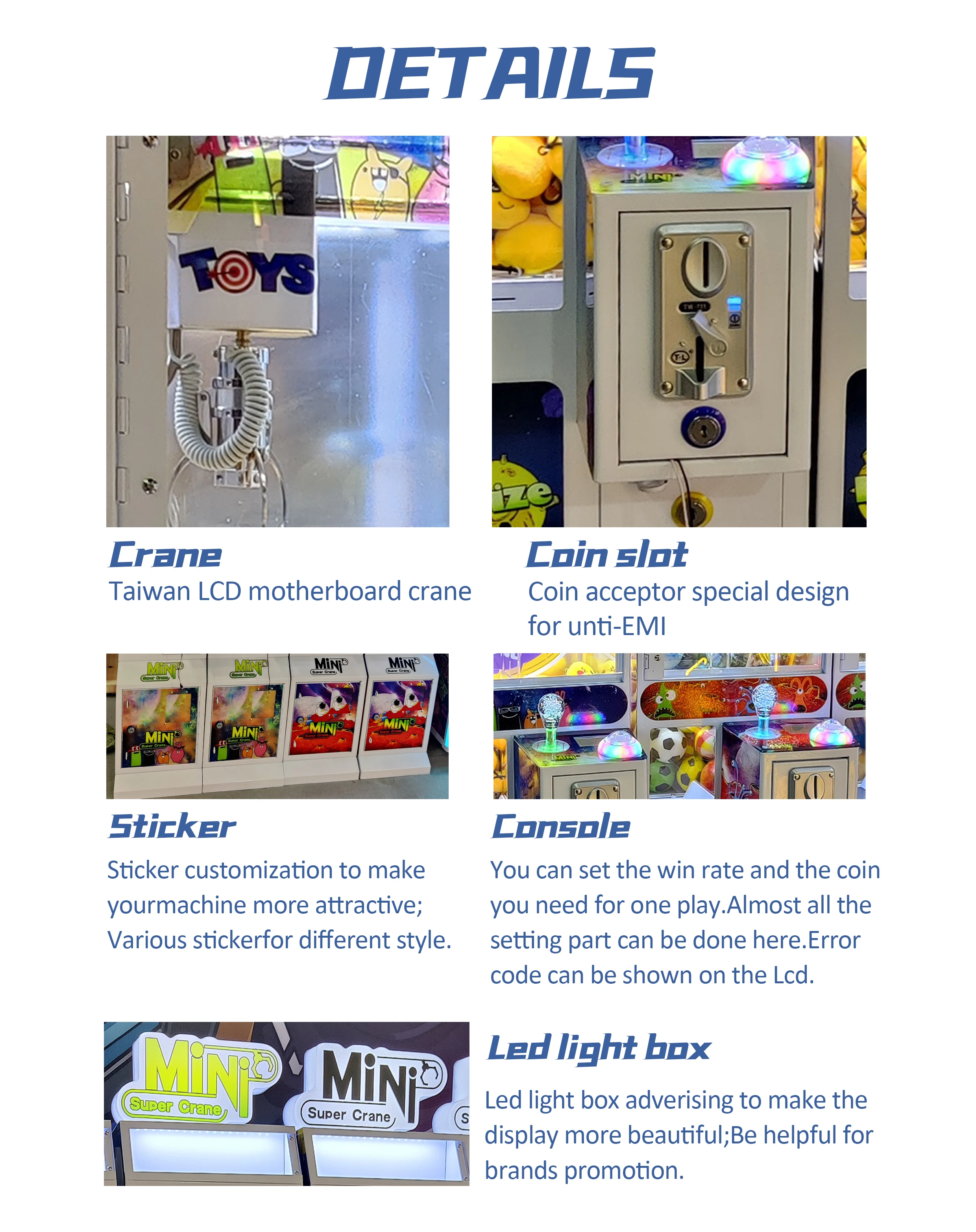 Most Popular Arcade Coin Operated Games Small Mega Mini Claw Machine ...