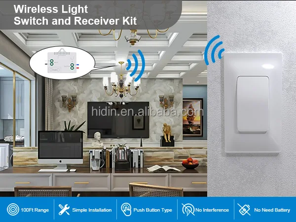 Self-powered Wireless Light Switch And Receiver Kit 433mhz Wireless ...