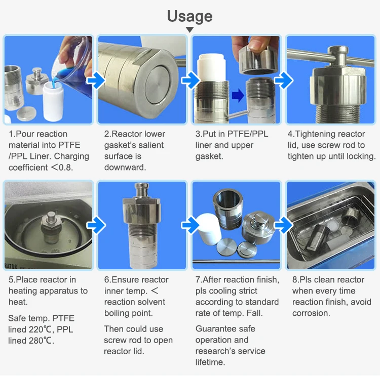 Lined Hydrothermal Synthesis Autoclave Reactor 100ml For Hydrothermal ...