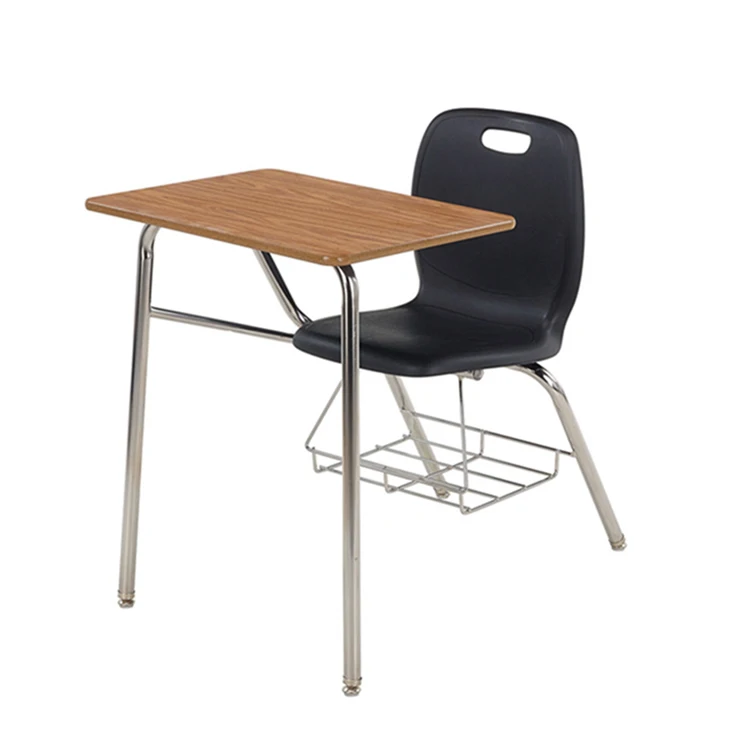 School Tablet Arm Chair Desks With Book Rack Wood Modern Steel Tube ...