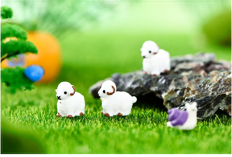 Lovely 3D Sheep Resin Fairy Moss Decoration Dollhouse DIY Art Handmade ...