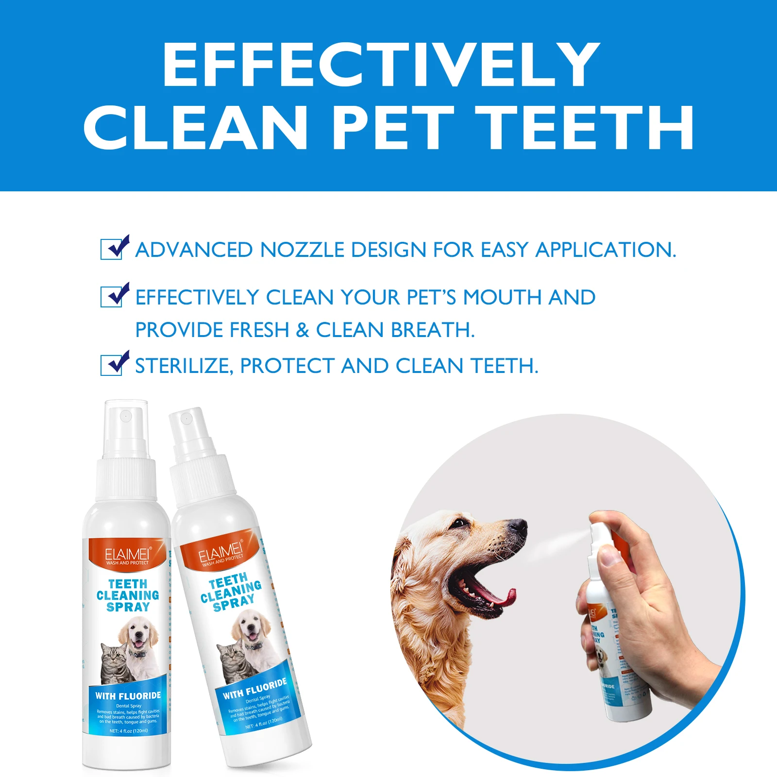 ELAIMEI Dog Oral Spray - Tartar Removal & Fresh Breath