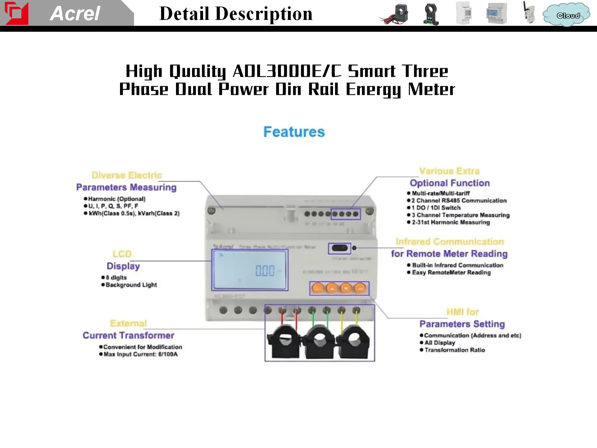 Acrel Adl3000-e Three Phases Rs485 Kwh Energy Multi-rate Power Motoring Meters - Buy 3 Phase Kwh ...