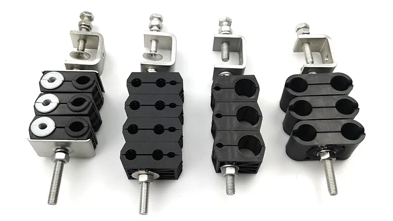 combined cable clamp for RRU fiber optic cable and DC power cable ...