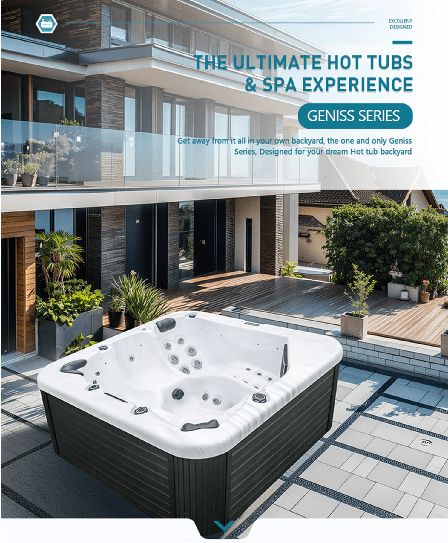 LOVIA Acrylic Hot Tub whirlpool Massage Hydrotherapy Bathtub 6 Person ...