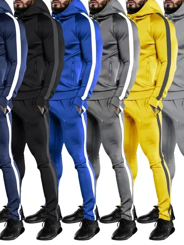 Custom Men's Sweater Suit Plus Size Winter Warm Hooded Casual Suit Men ...