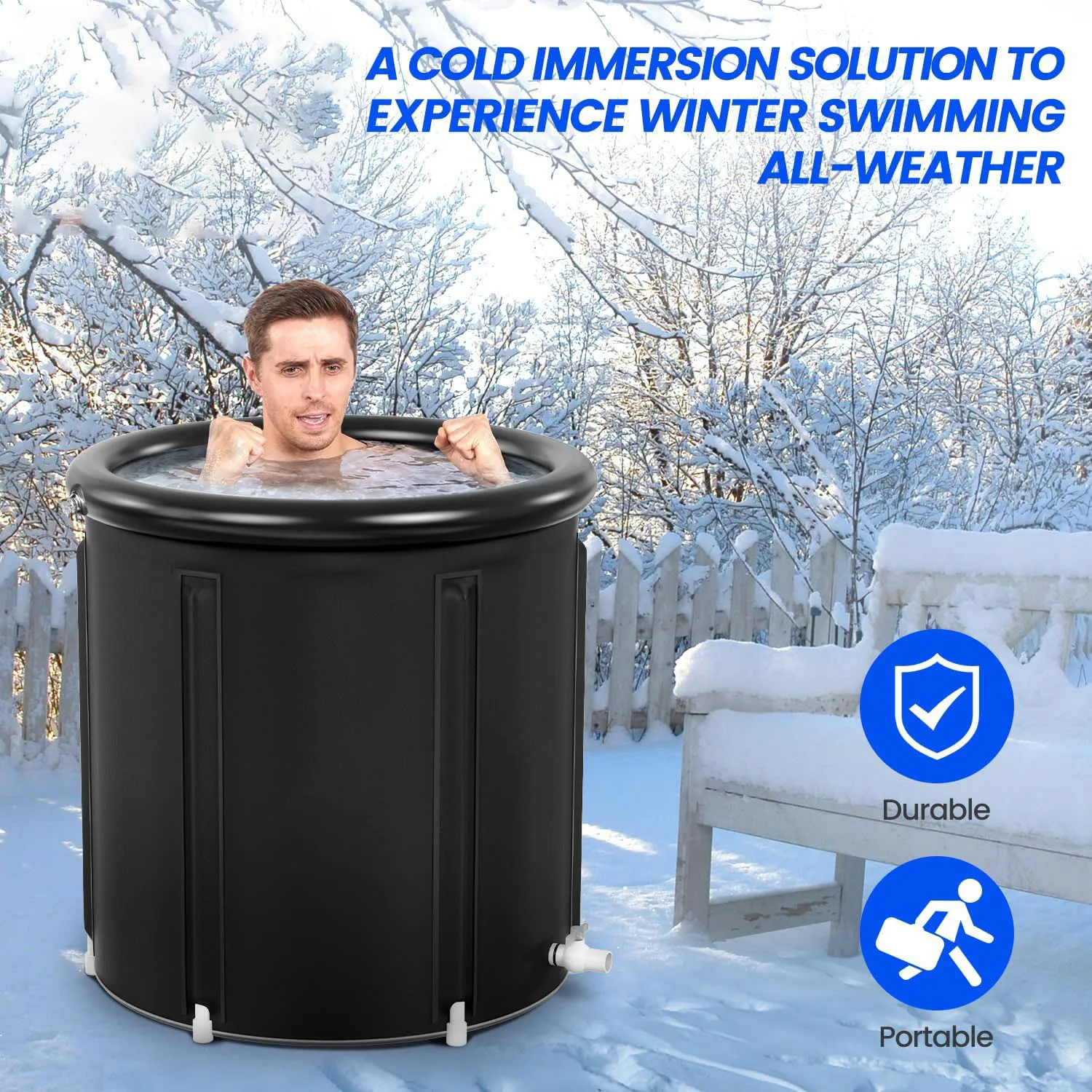 Large Ice Bath Tub for Athletes - 106 Gallons Portable Pool