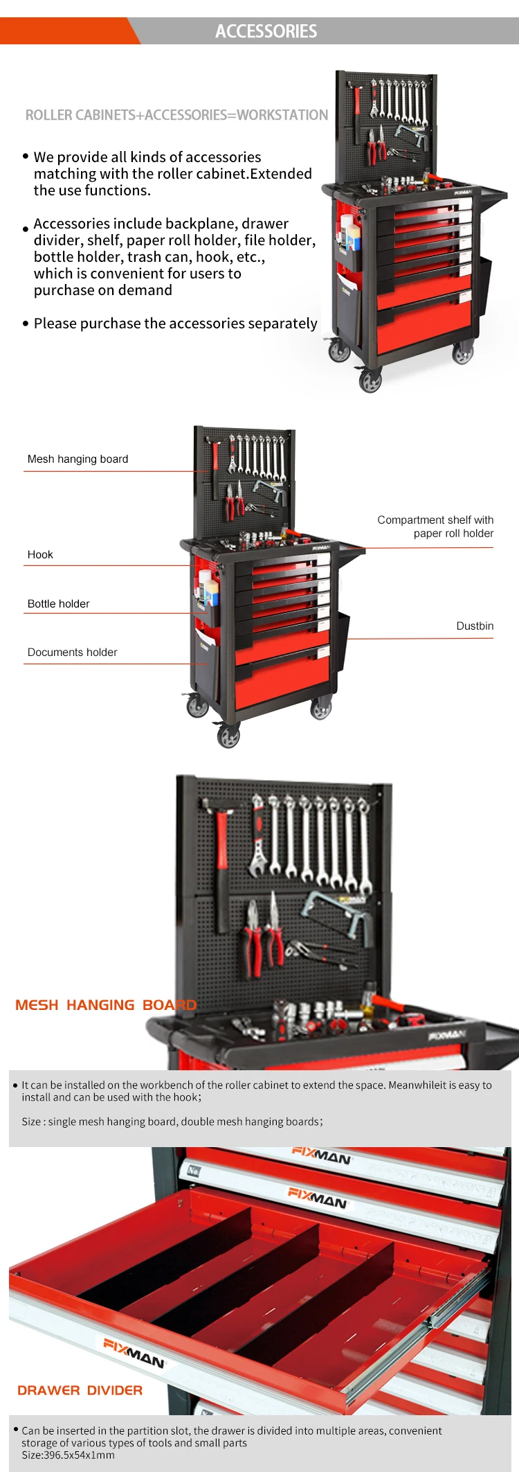 Fixman Portable 7 Drawer Mechanic Tool Storage Box Roller Chest Cabinet ...