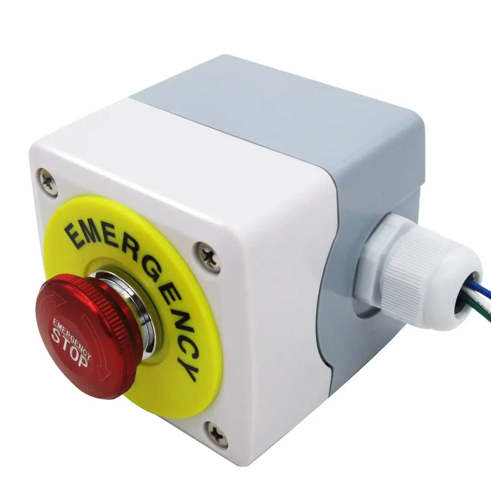 Plastic Push Pull Emergency Stop Switch - Red Mushroom Head