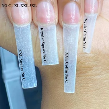 Abs 500pcs Straight No C Curve Nail Tips Flat Clear Natural Regular ...