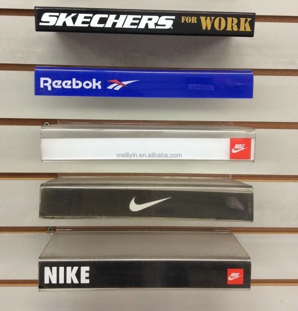 Customized Retail Shop Display Racks - Slatwall Shoe Shelves