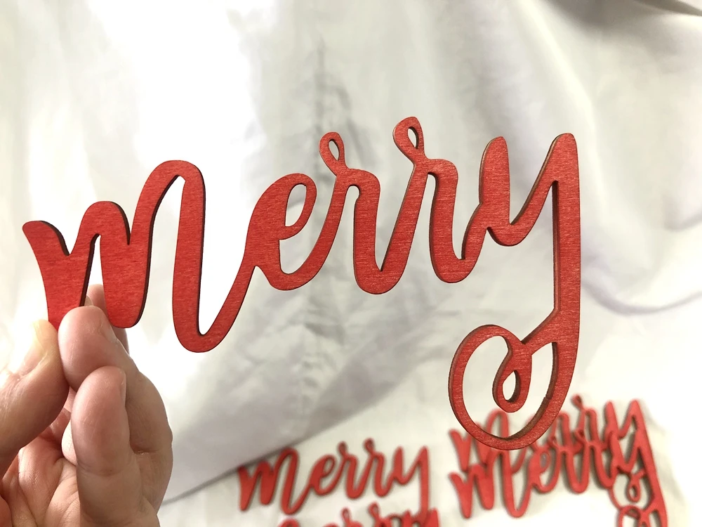 Custom Laser Cut Wooden Merry Script Word For Christmas Decoration ...