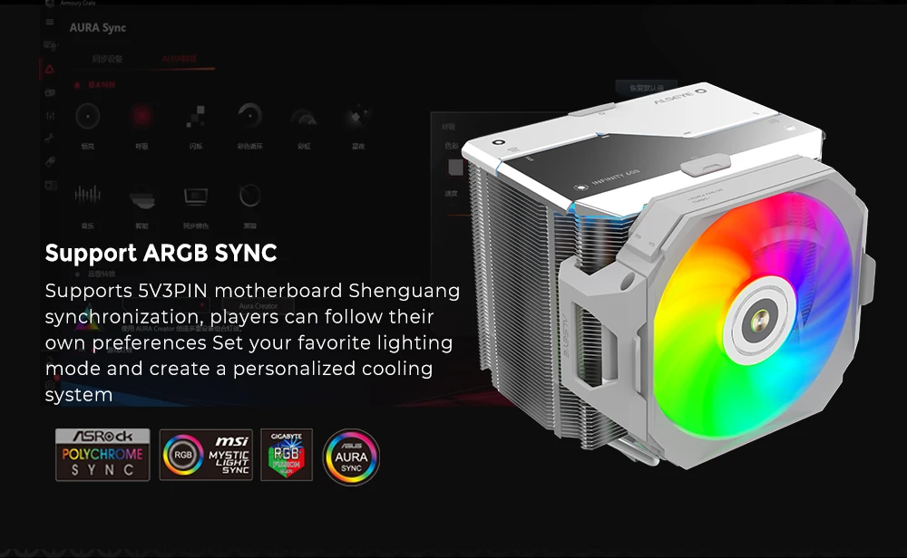Alseye Dual-tower Cpu Air Cooler Gaming Pc Fan With Argb Lighting For ...