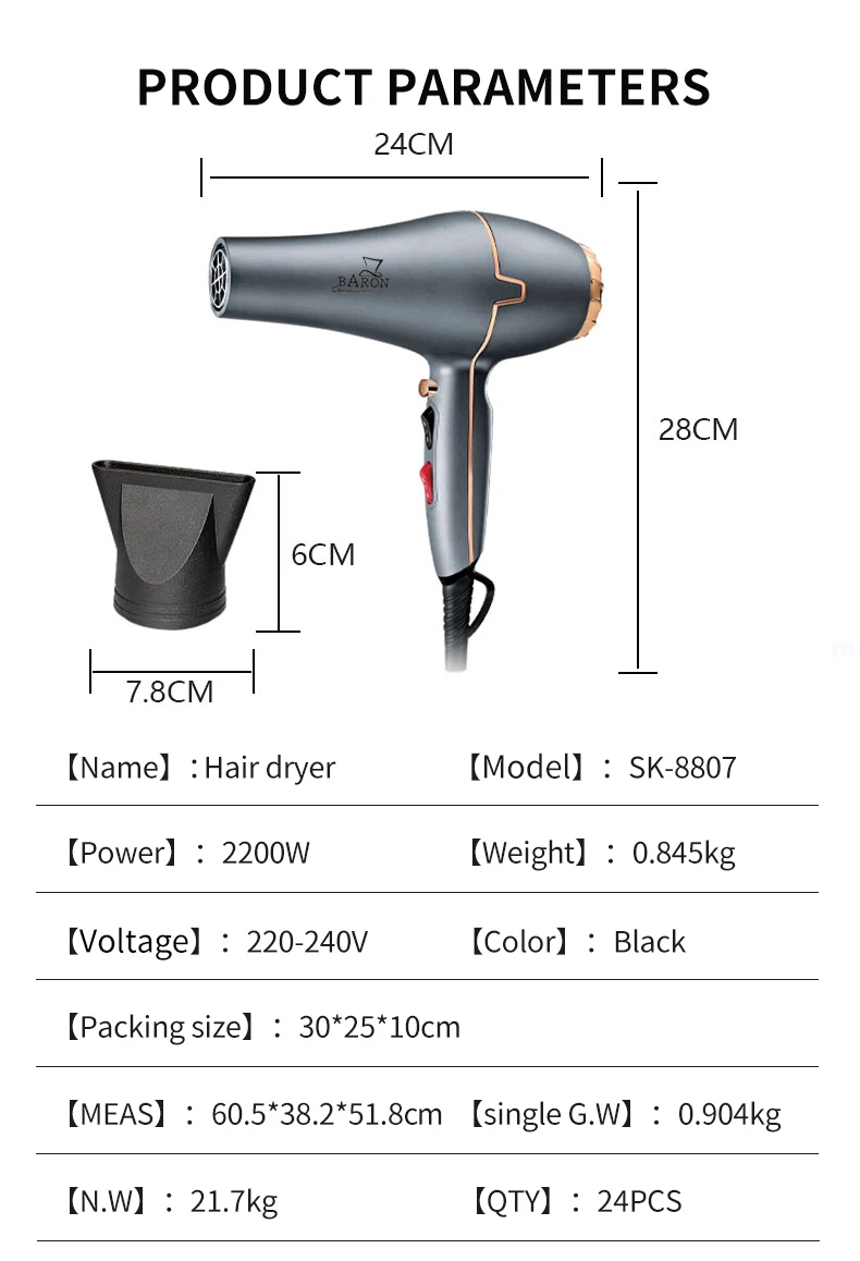 Sokany 2200W Professional Hair Dryer with Diffuser for Curly Hair ...