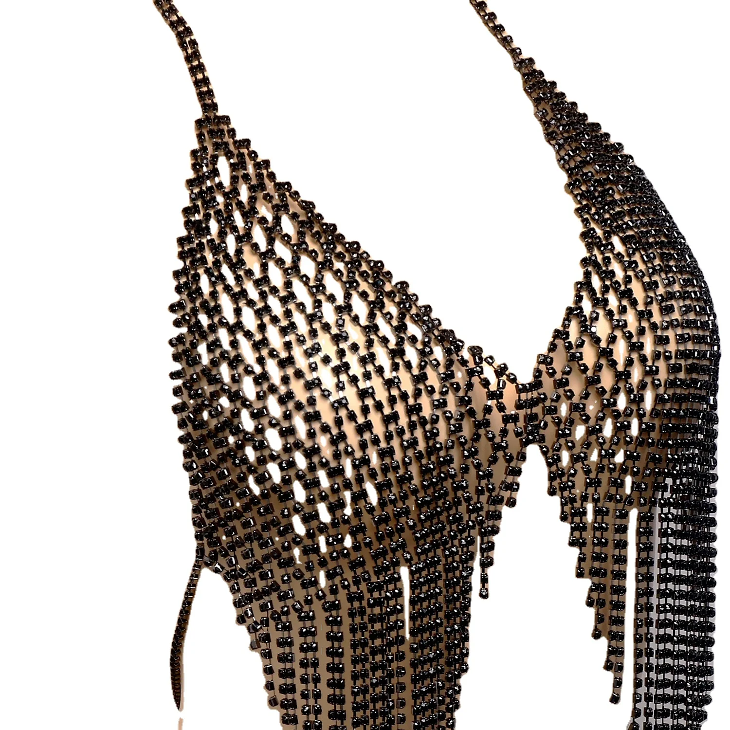 Sexy Body Chain Full Diamond-encrusted Fringe Chest Chain Party ...
