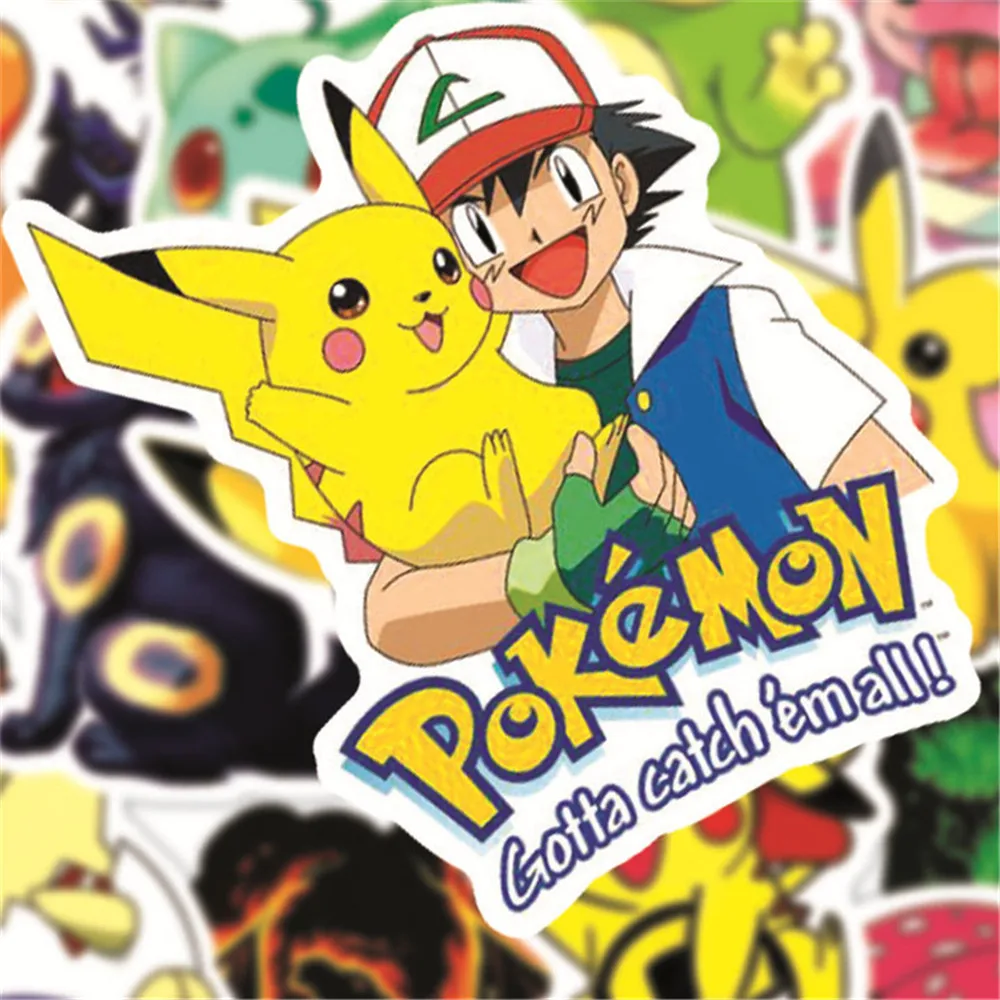 50pcs Poke-mon Pikachu Japanese Anime Manga Decal Trendy Stickers For ...