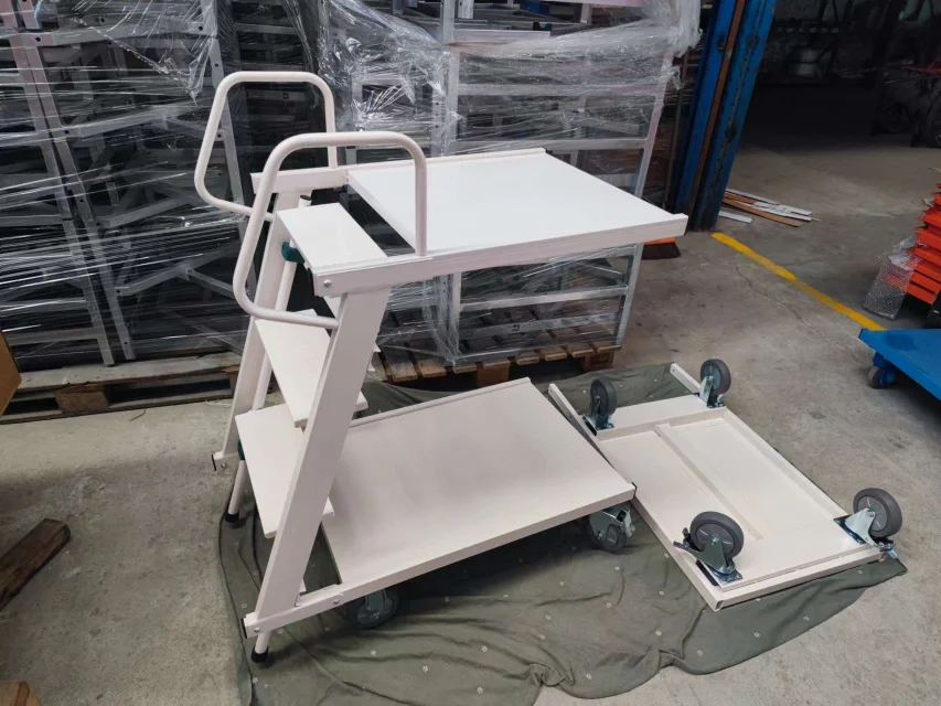 Warehouse Ladder Cart Steel Rolling Mobile Step Platform With Wheels ...