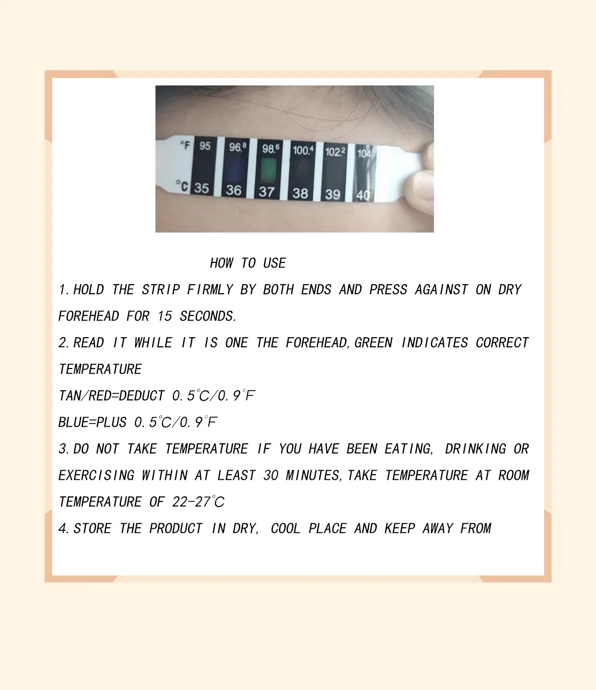 Customized Cartoon Body Temperature Test Forehead Thermometer Fever Sticker