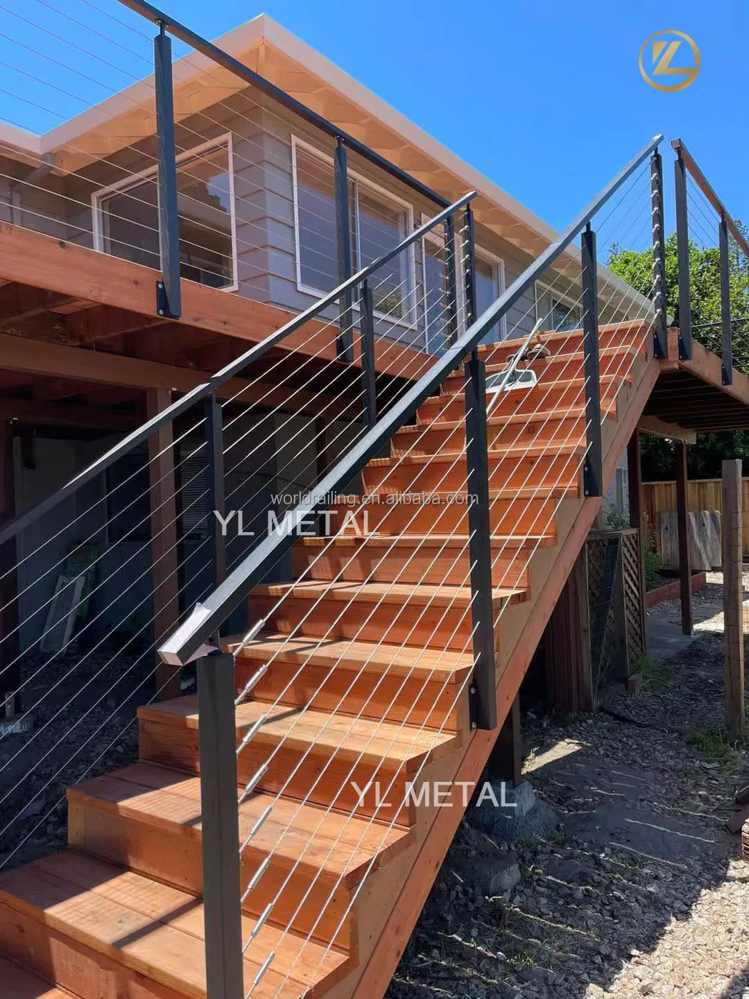YL Low Maintenance Vertical Metal Wire 42" Cable Railing Deck Posts