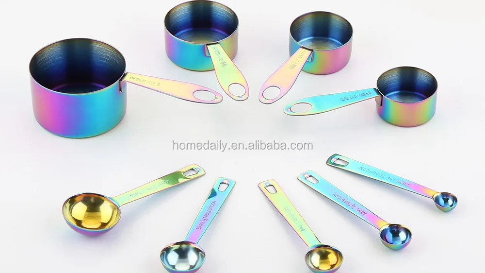 Measuring Cups Spoons Set Of 9 Pieces With Titanium-coated Measuring ...