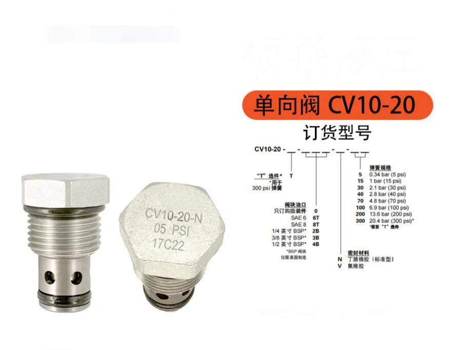 CV10-28 Check Valve PC08-30 Threaded Cartridge Hydraulic Check Valve ...